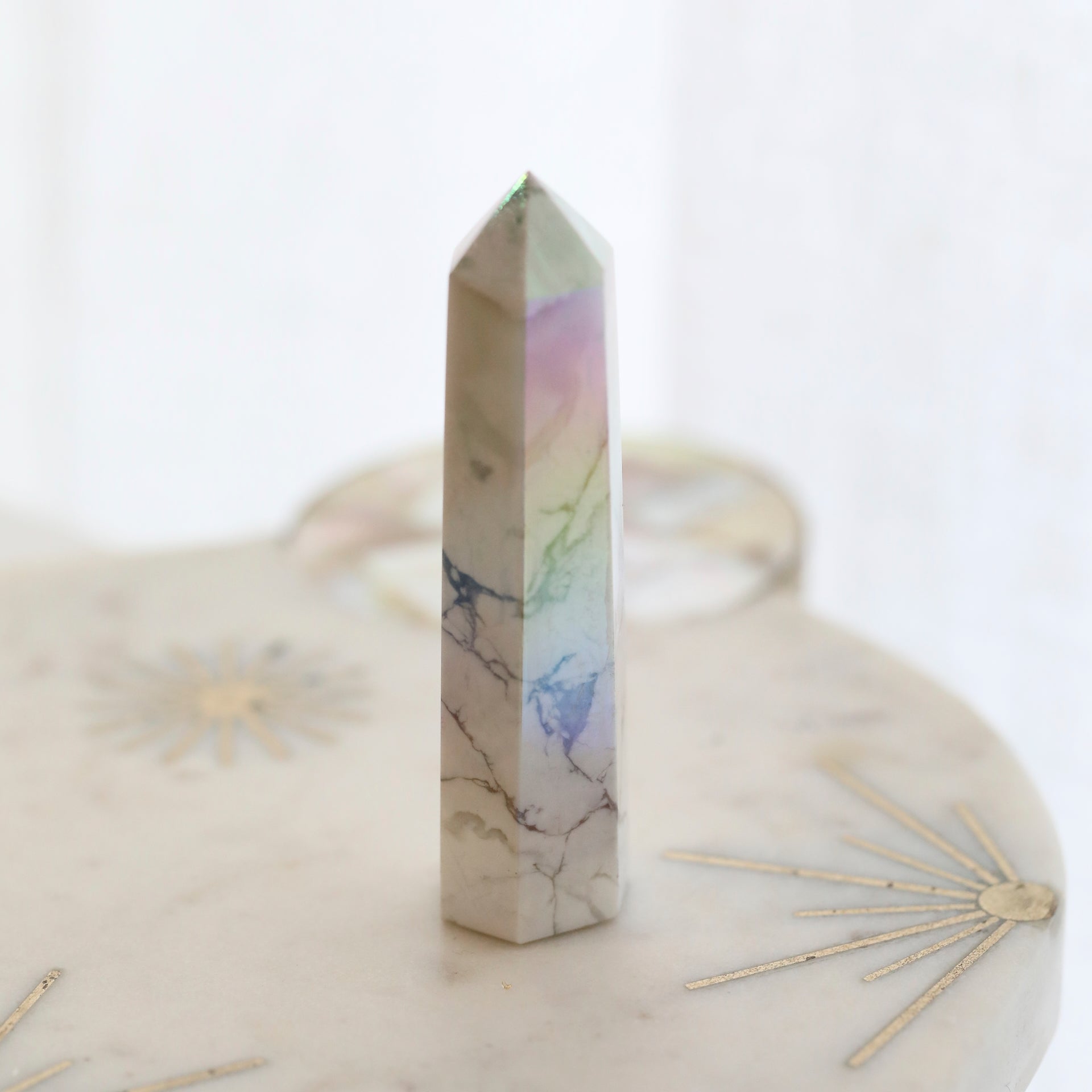 Angel Aura Howlite Tower | Calming & Balancing Crystal | MRS V